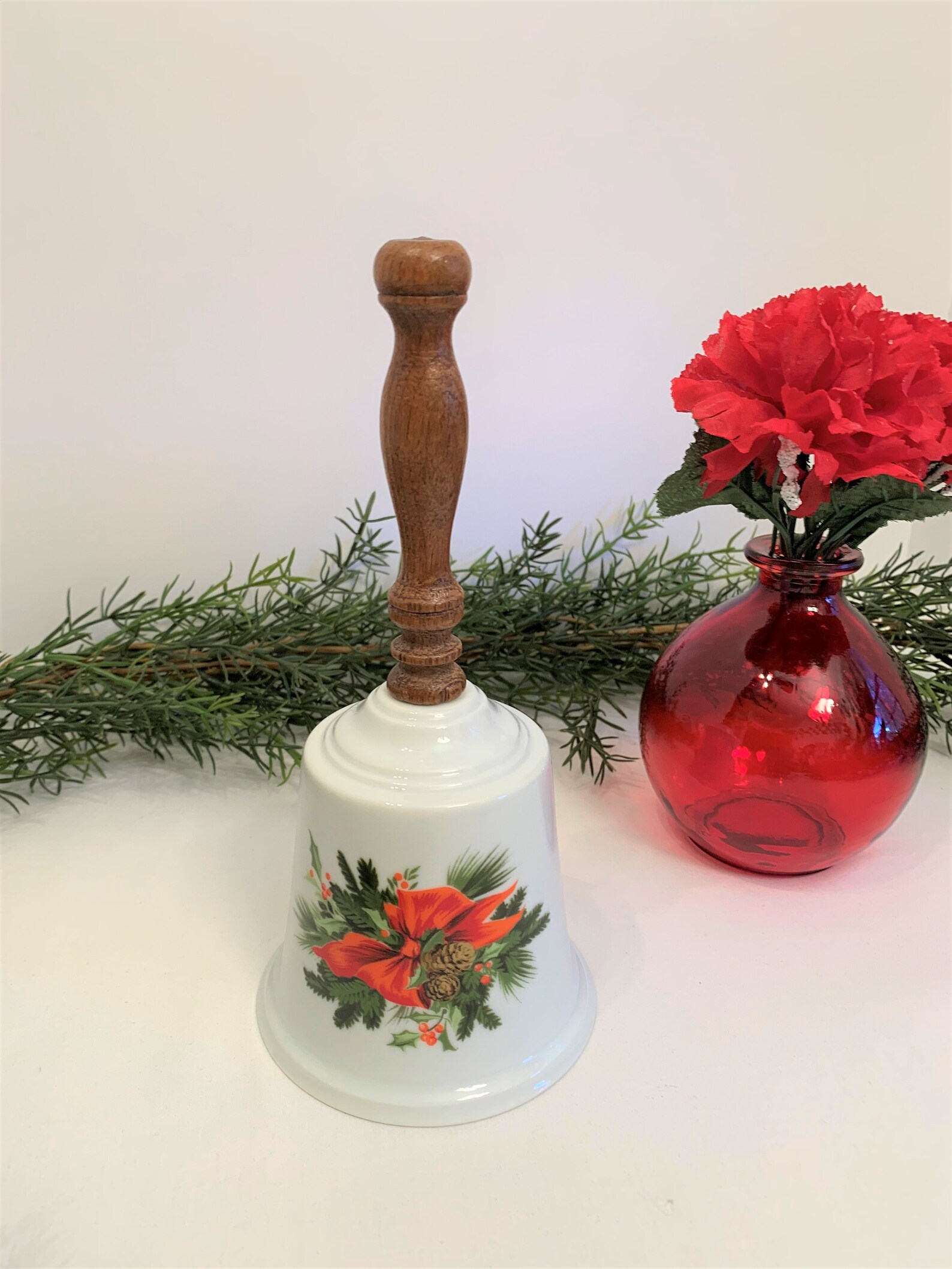 Vintage Christmas Bell, Large Bell With Wooden Handle, Large Antique ...