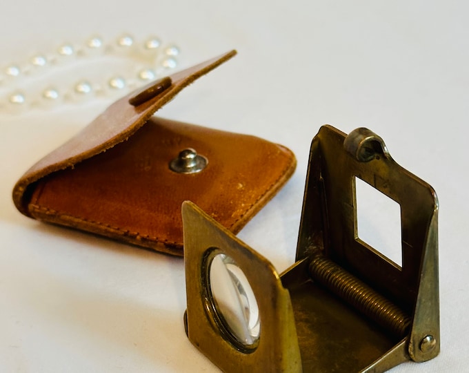 Brass Magnifying Glass From Germany Small Magnifier With Leather Case ...