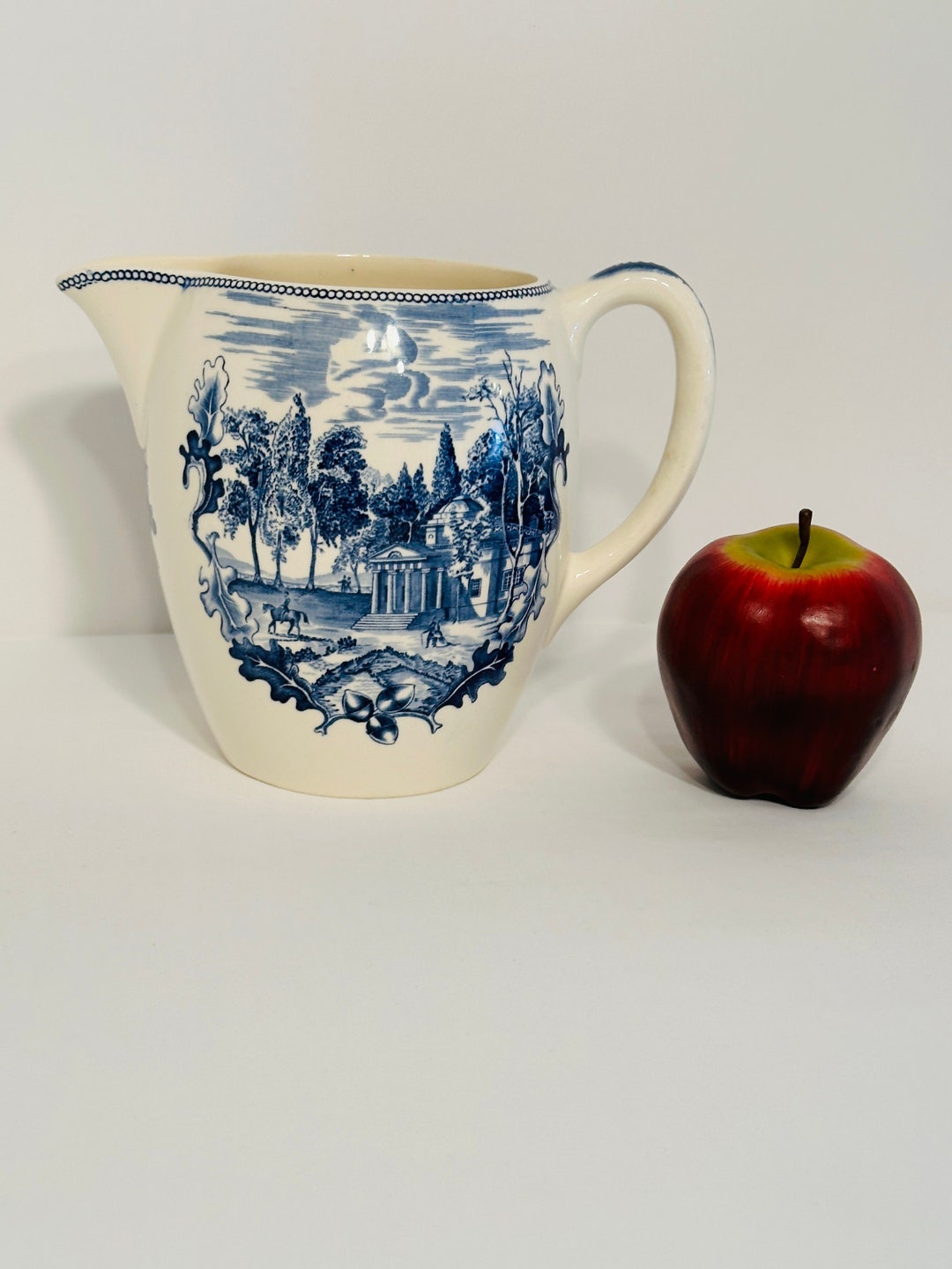Large 32 Oz. Blue White Pitcher by Johnson Brothers Blue Transferware ...