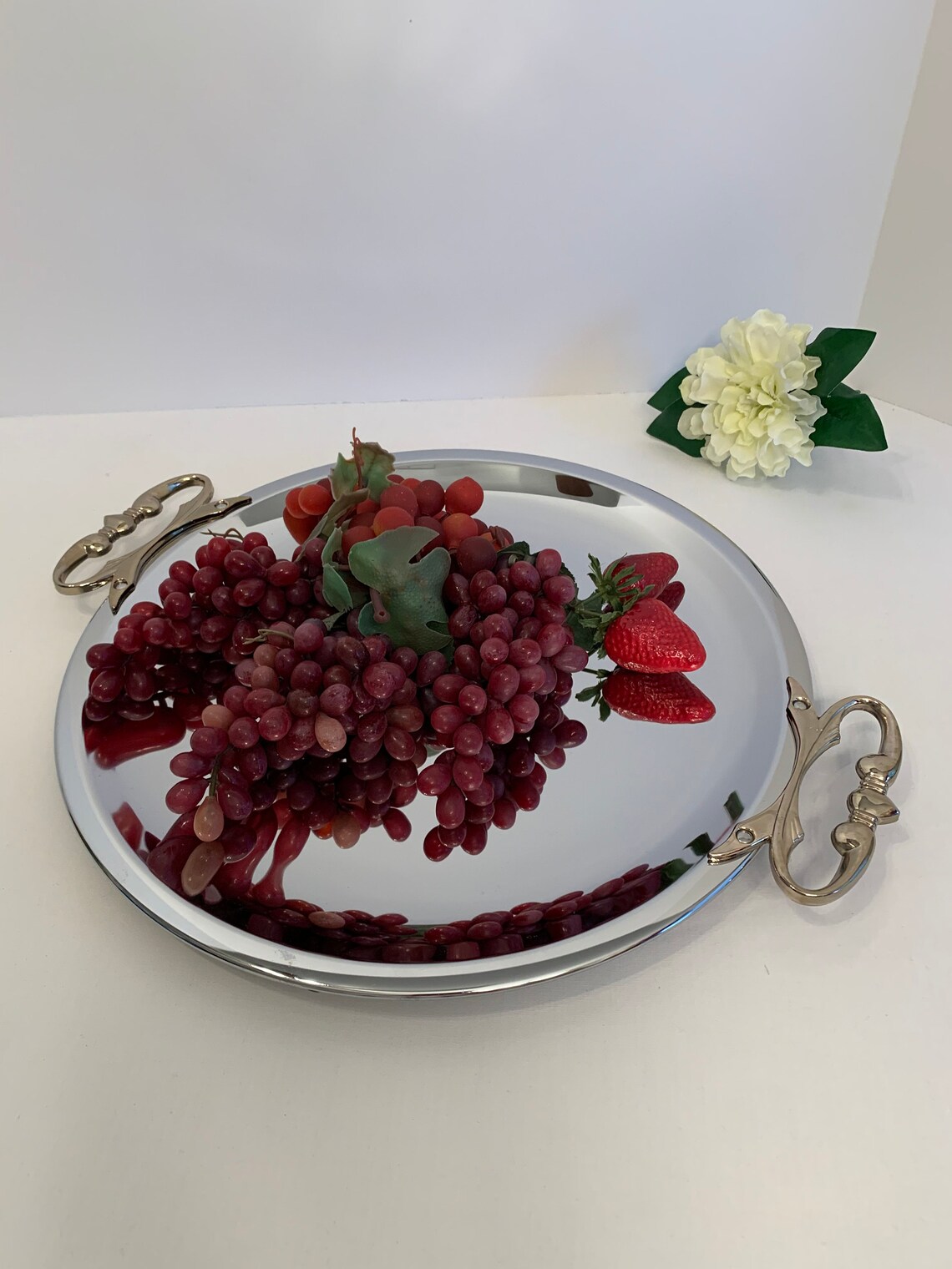 Vintage Kromex Serving Tray, Silver Platter With Two Handles, Chrome ...