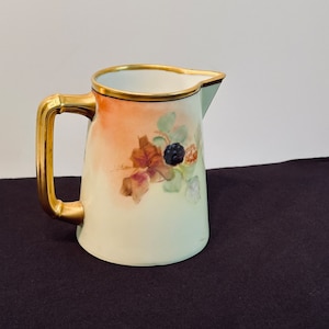 Vintage French Limoges Porcelain Farmhouse Pitcher Blackberries Jug ...