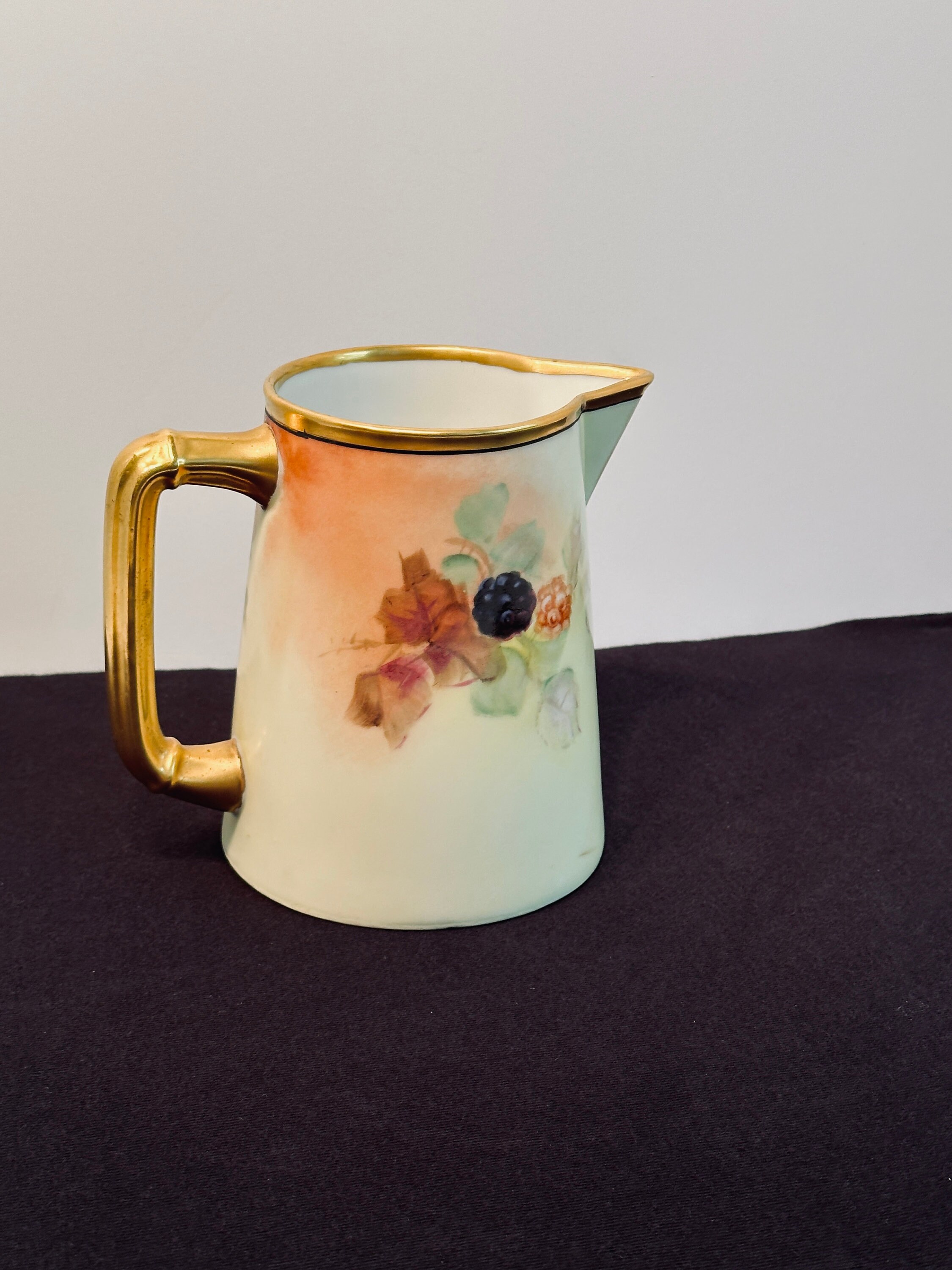 Vintage French Limoges Porcelain Farmhouse Pitcher Blackberries Jug ...