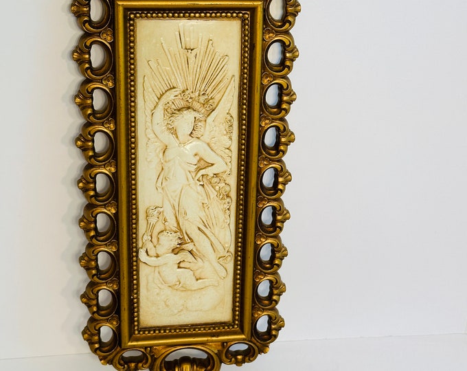 Homco Angel Cherub Lady Goddess Wall Plaque Syroco Style Victorian ...
