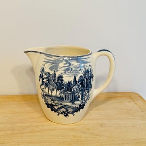 Large 32 Oz. Blue White Pitcher by Johnson Brothers Blue Transferware ...