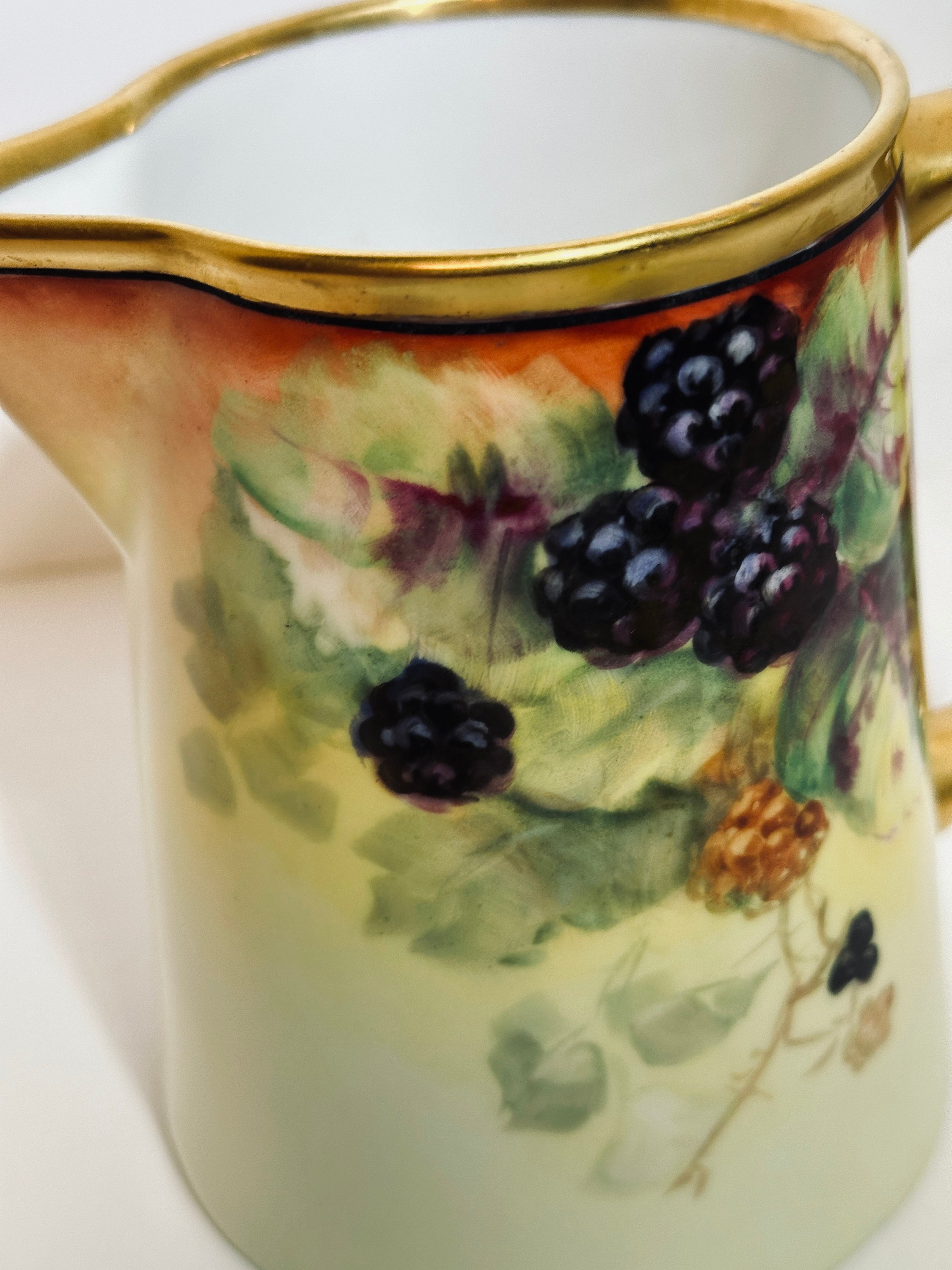 Vintage French Limoges Porcelain Farmhouse Pitcher Blackberries Jug ...