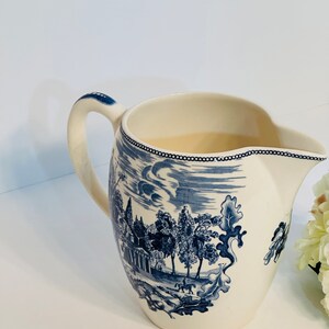 Large 32 Oz. Blue White Pitcher by Johnson Brothers Blue Transferware ...
