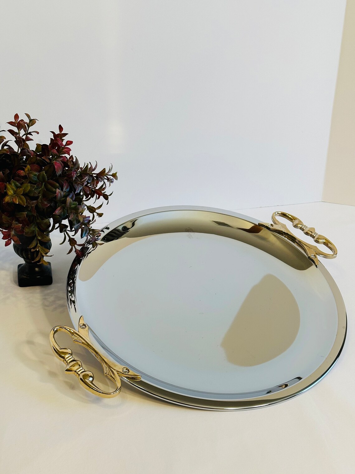 Vintage Kromex Serving Tray, Silver Platter With Two Handles, Chrome ...