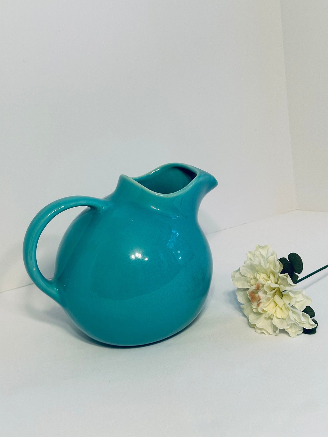 Aqua Blue Franciscan Ware Pitcher Teal Turquoise Blue Ball Pitcher Ice ...