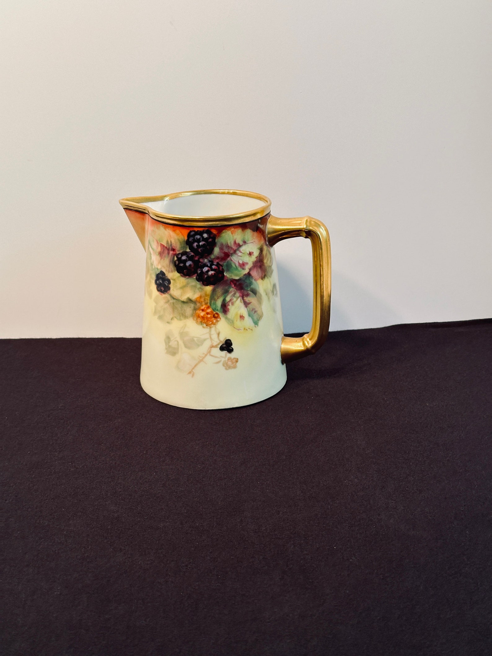 Vintage French Limoges Porcelain Farmhouse Pitcher Blackberries Jug ...