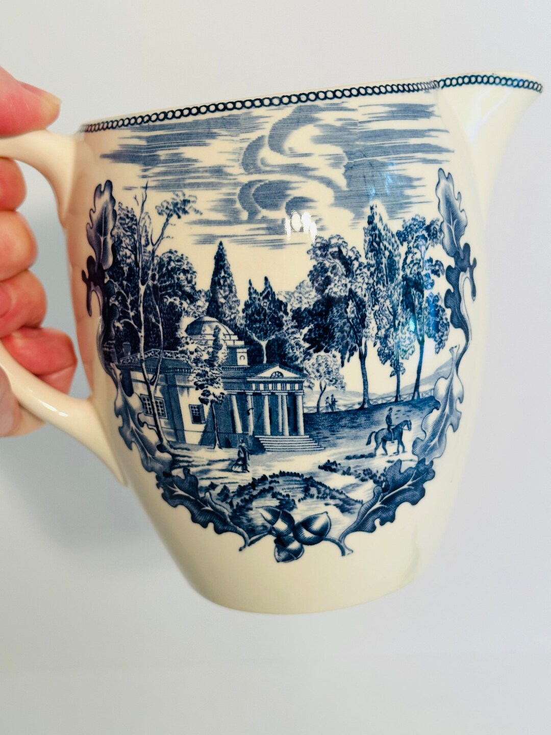 Large 32 Oz. Blue White Pitcher by Johnson Brothers Blue Transferware ...