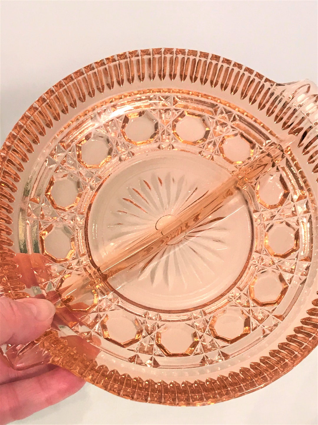 Indiana Pink Glass Dish, Two Sided Depression Glass Platter, Divided ...