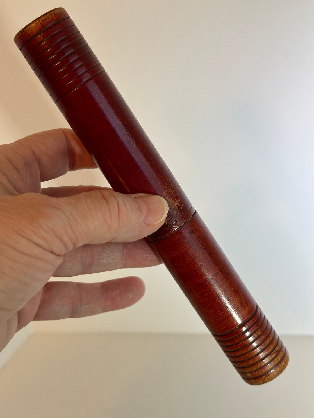 Wooden Holder Tube Case Needlework Holder Tube Shaped Case Old Treen ...