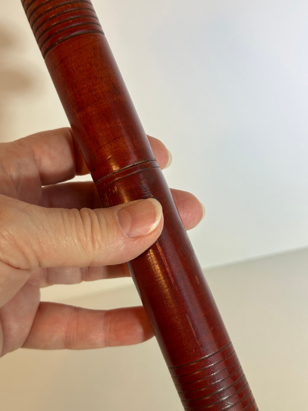 Wooden Holder Tube Case Needlework Holder Tube Shaped Case Old Treen ...