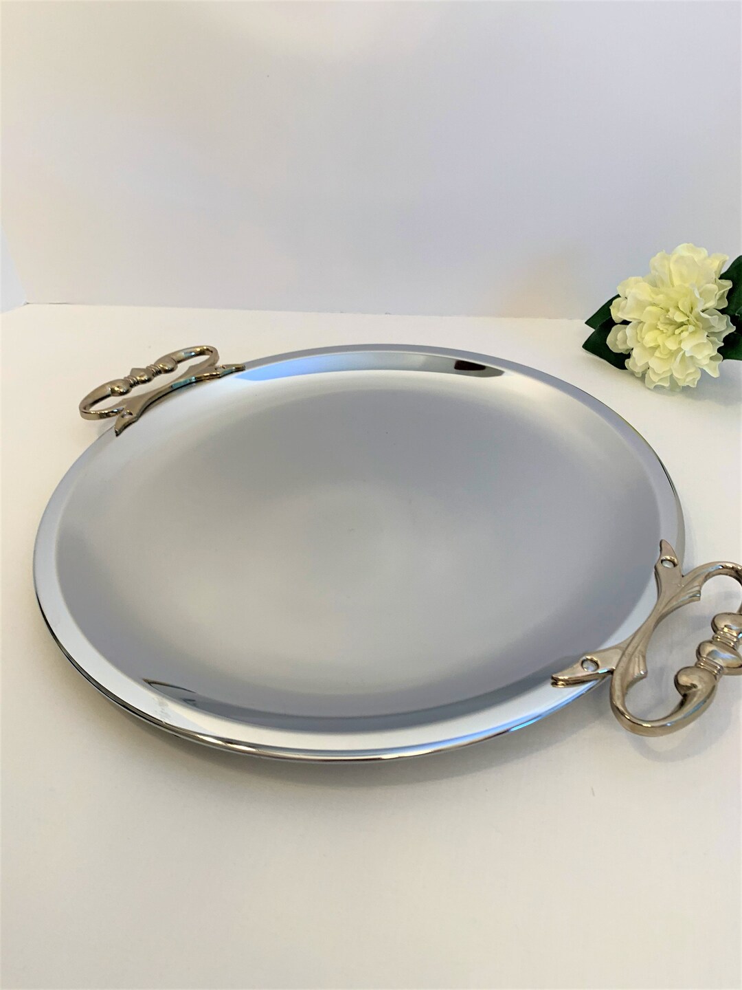 Vintage Kromex Serving Tray, Silver Platter With Two Handles, Chrome ...