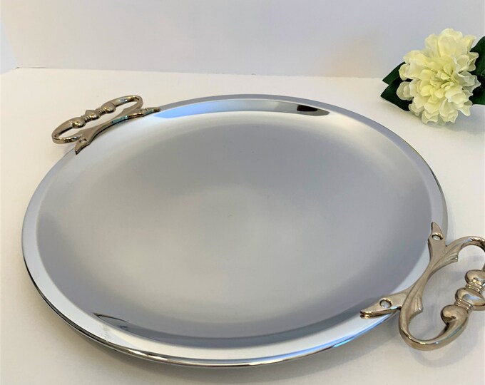 Vintage Kromex Serving Tray, Silver Platter With Two Handles, Chrome ...