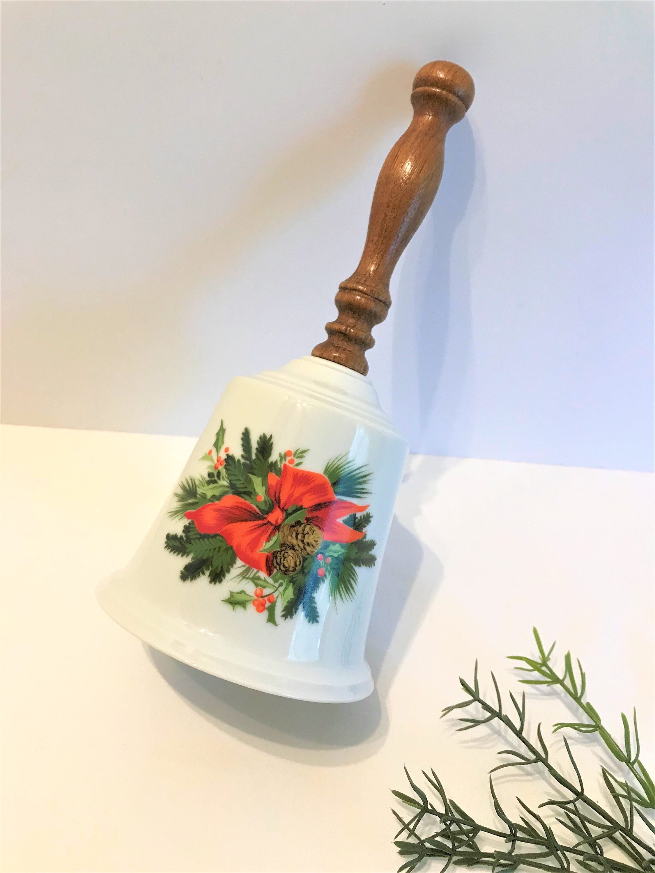 Vintage Christmas Bell, Large Bell With Wooden Handle, Large Antique ...