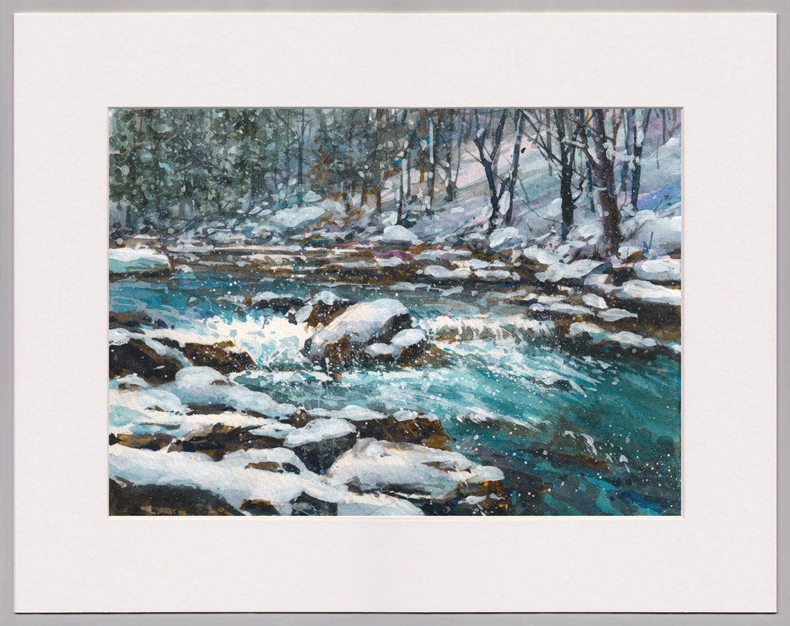 Winter Scene "january Snow" - PRINT of a WATERCOLOR by Linda Henry ...