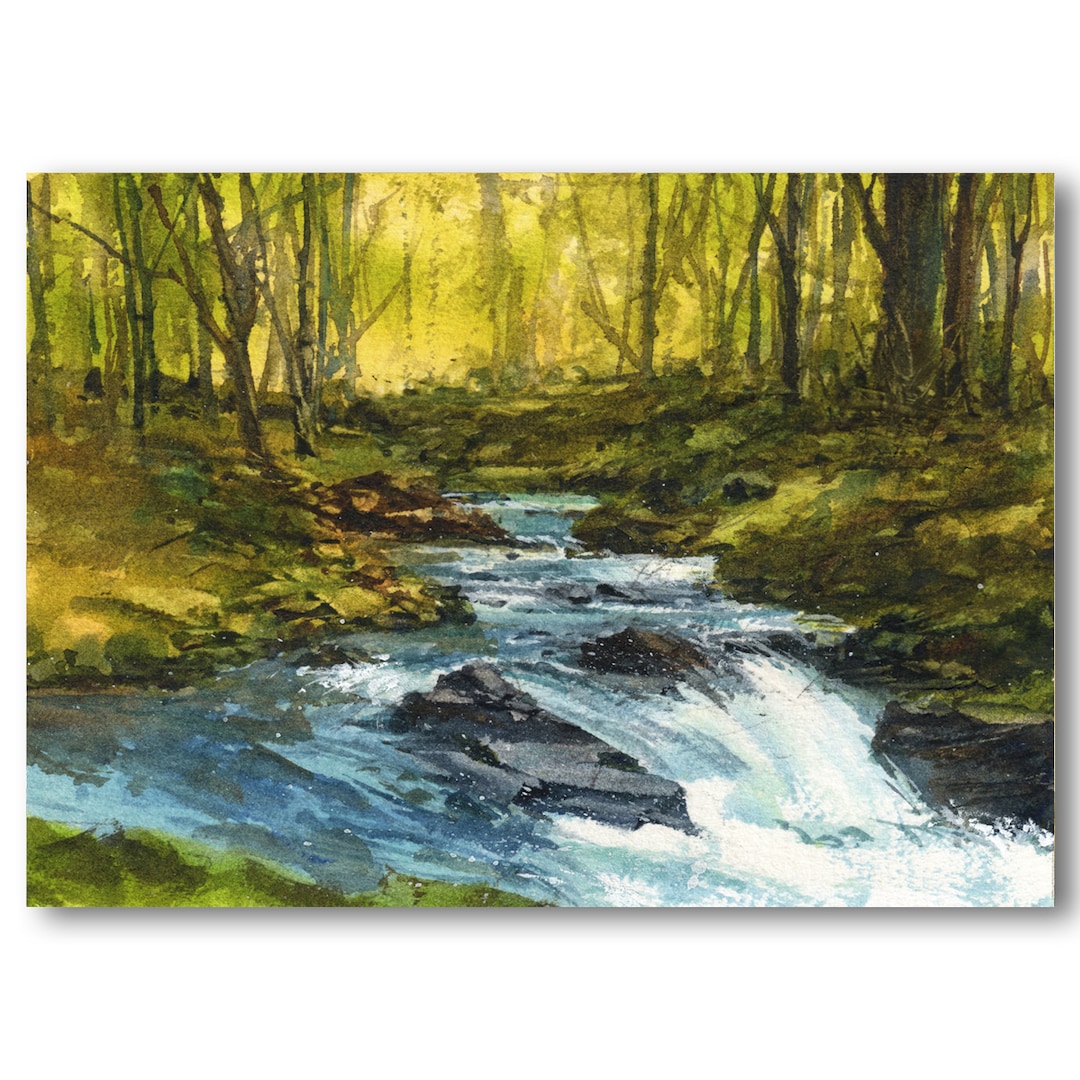 Woodland Scene - Gorgeous PRINT or GREETING CARD of a Mountain Stream ...