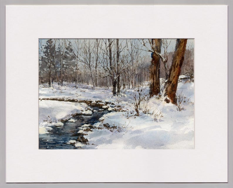 Beautiful WINTER Snow Scene - PRINT With a Custom-cut Mat or Greeting ...
