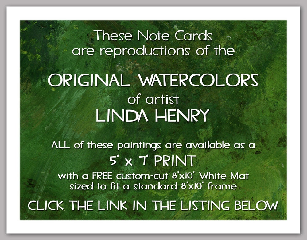 Watercolor Landscapes Set of 6 NOTE CARDS sunshine & Shadows Watercolor ...