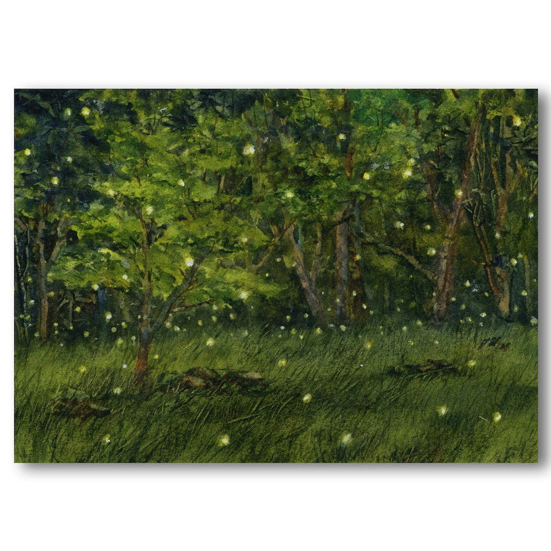 Lightning Bugs in the Trees: "summer Magic" - PRINT or CARD of a ...