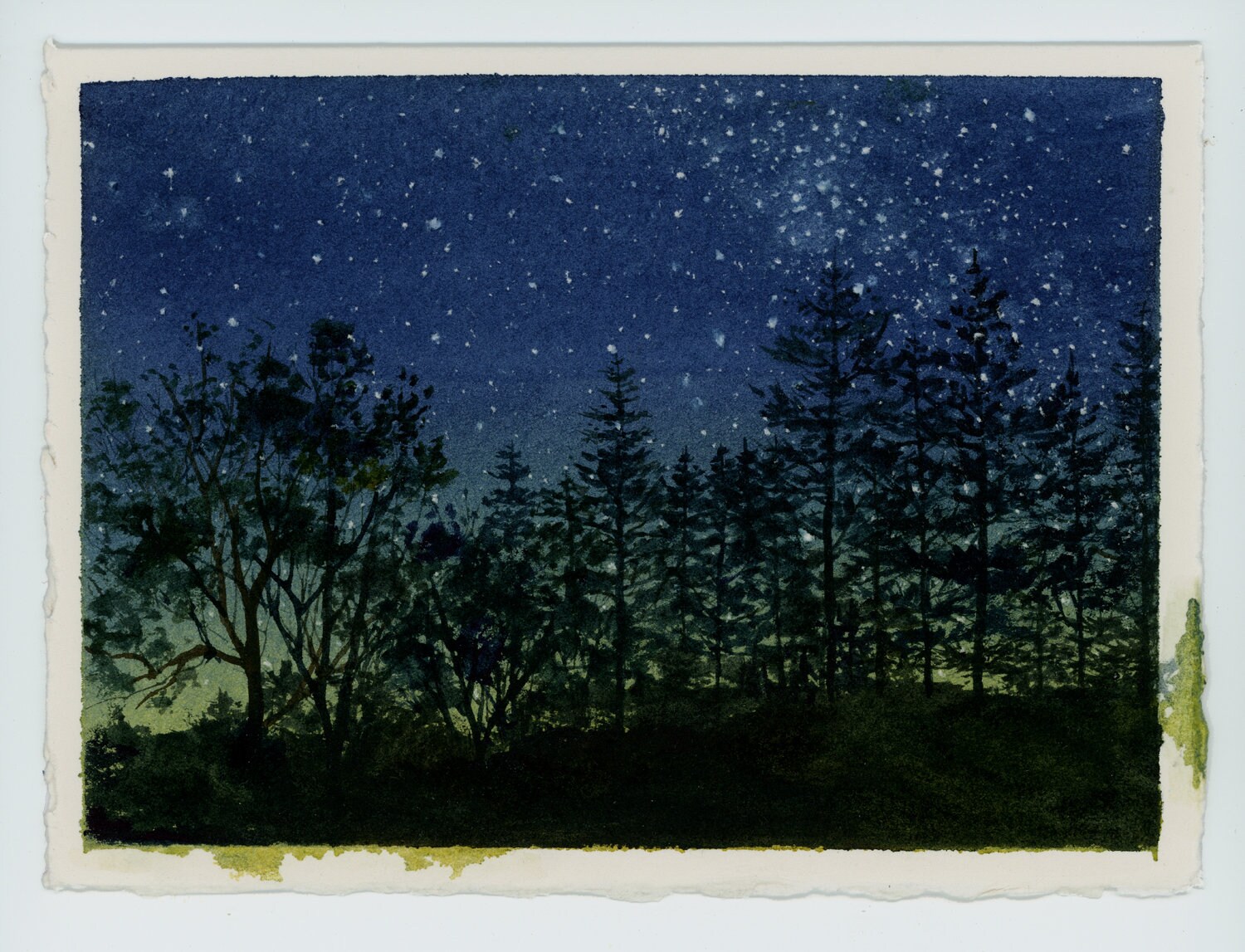 ORIGINAL WATERCOLOR - "starlight" - Starry Night Sky Painting by Linda ...