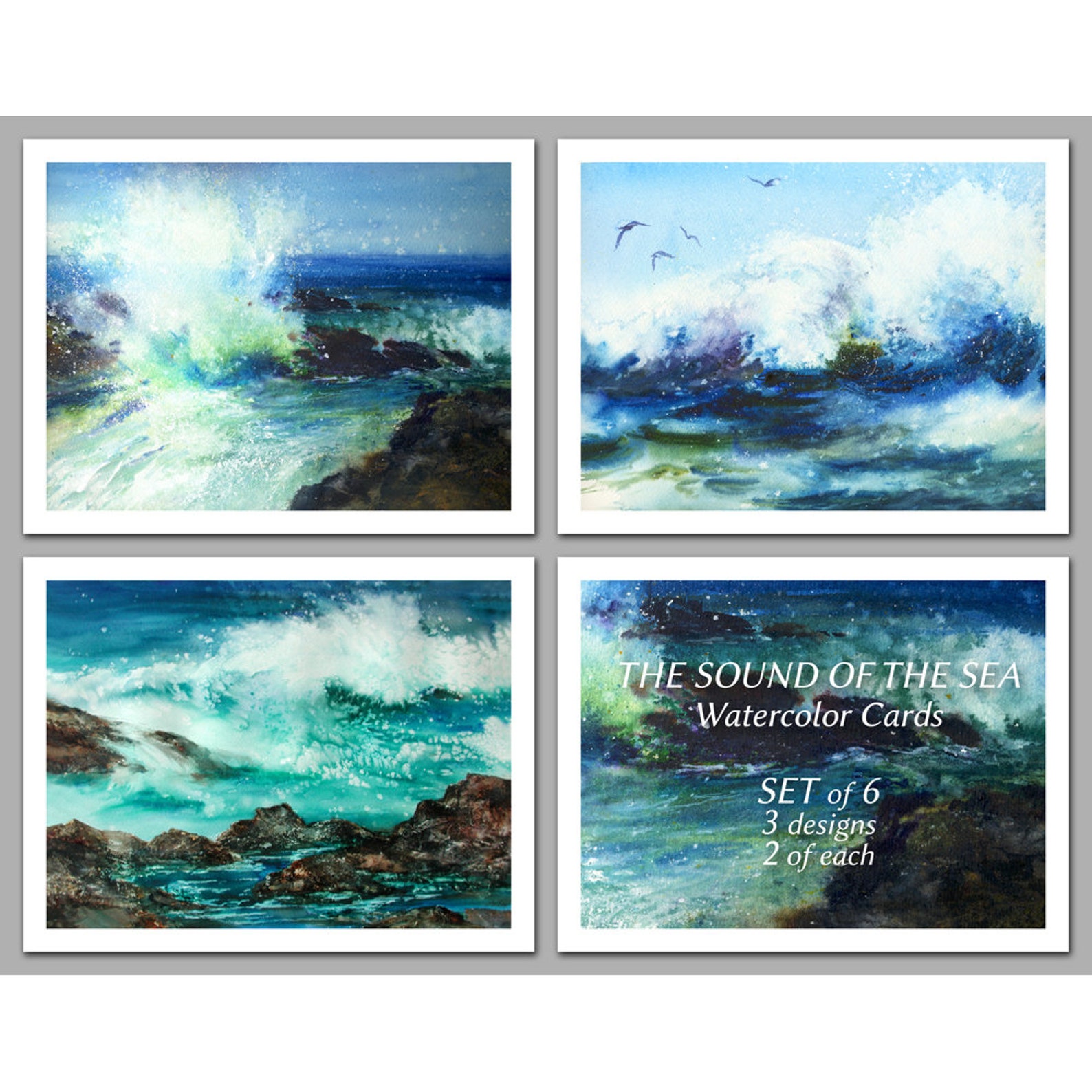 Watercolor Set of 6 NOTE CARDS - Paintings by Linda Henry (NCWC112) - Etsy
