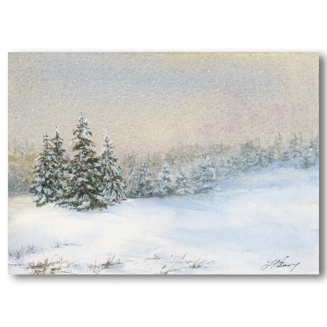 WINTER Snow Scene PRINT of a Watercolor Painting by Linda Henry winter ...