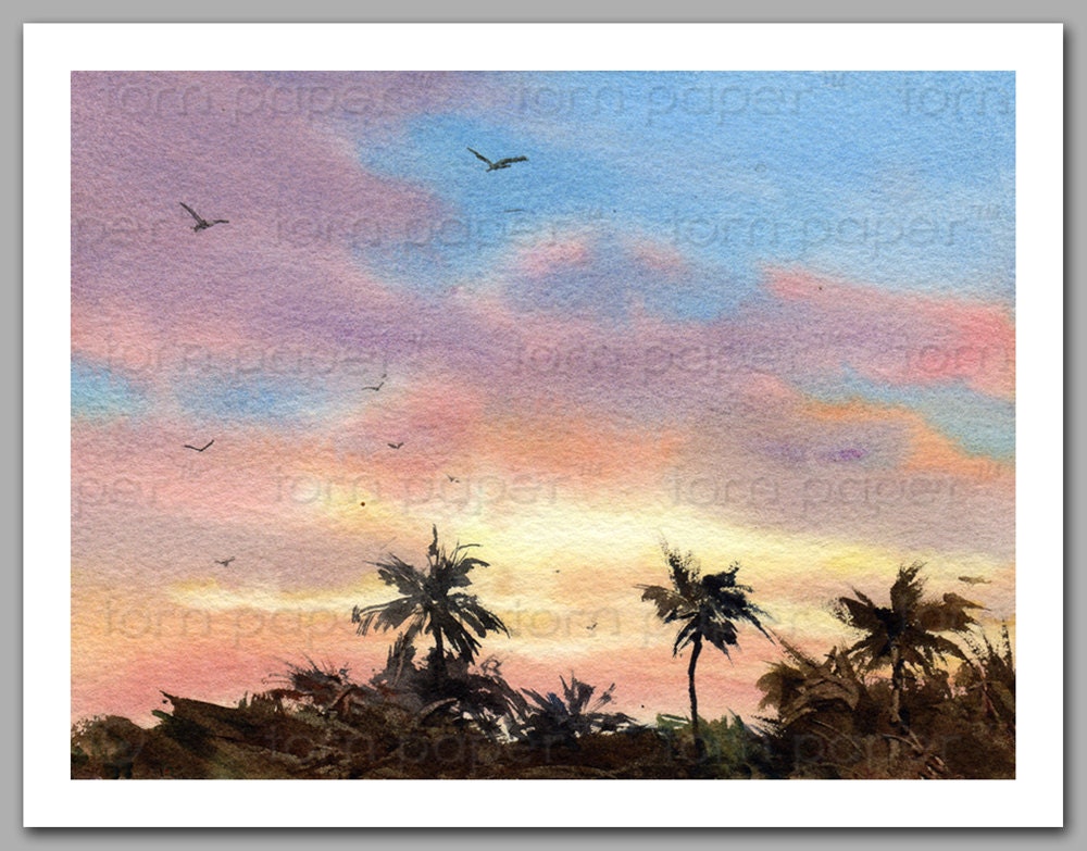 Paradise Set of 6 NOTE CARDS Watercolor Paintings by Linda - Etsy