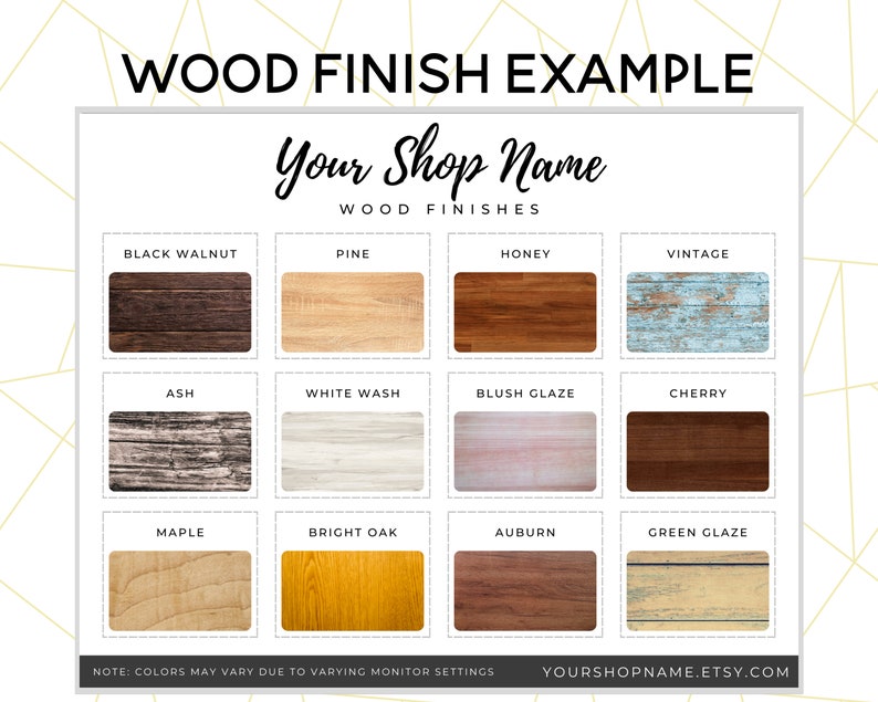 Custom Editable Color Chart Template for Fabric, Wood Finishes, Small ...