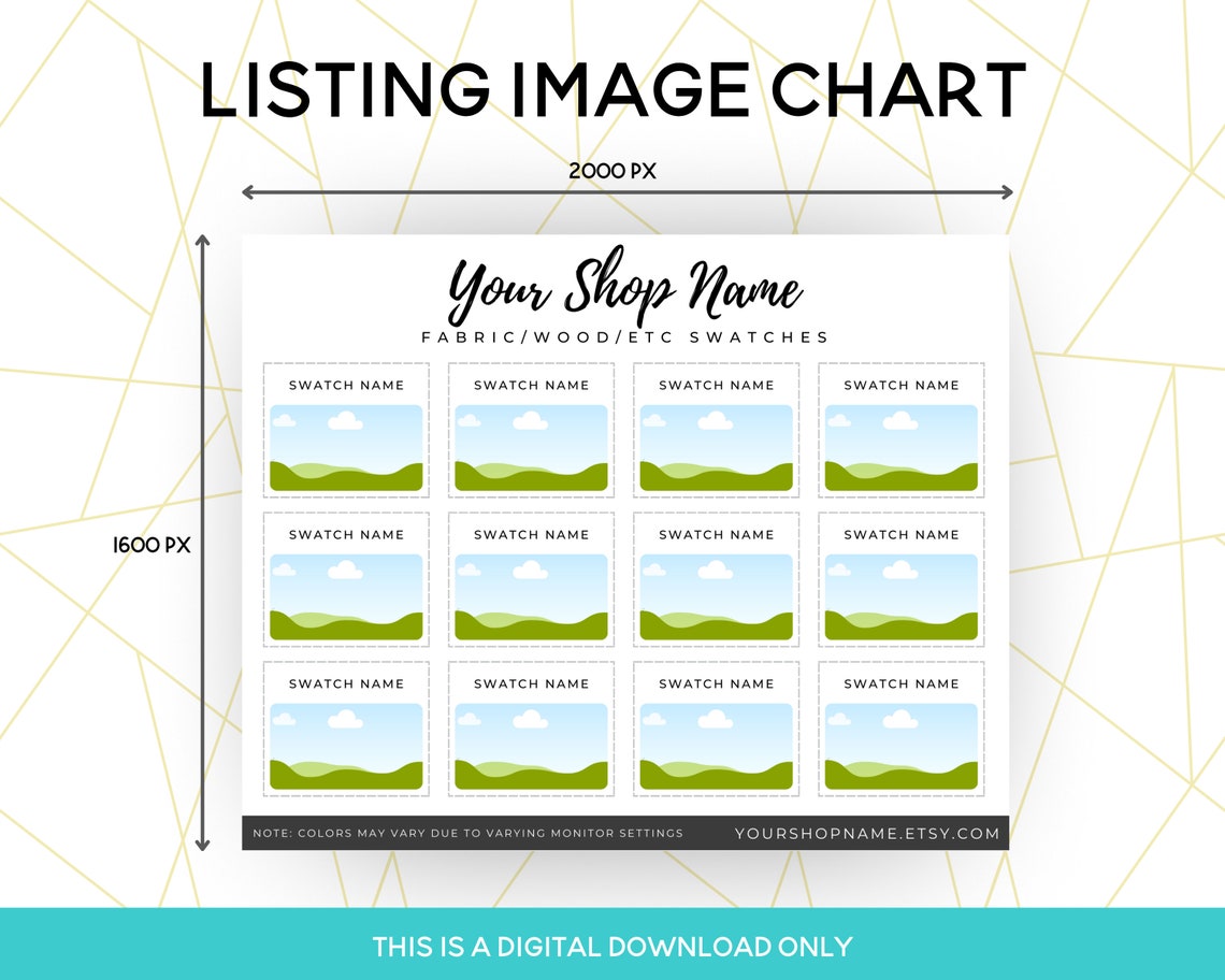 Custom Editable Color Chart Template for Fabric, Wood Finishes, Small ...