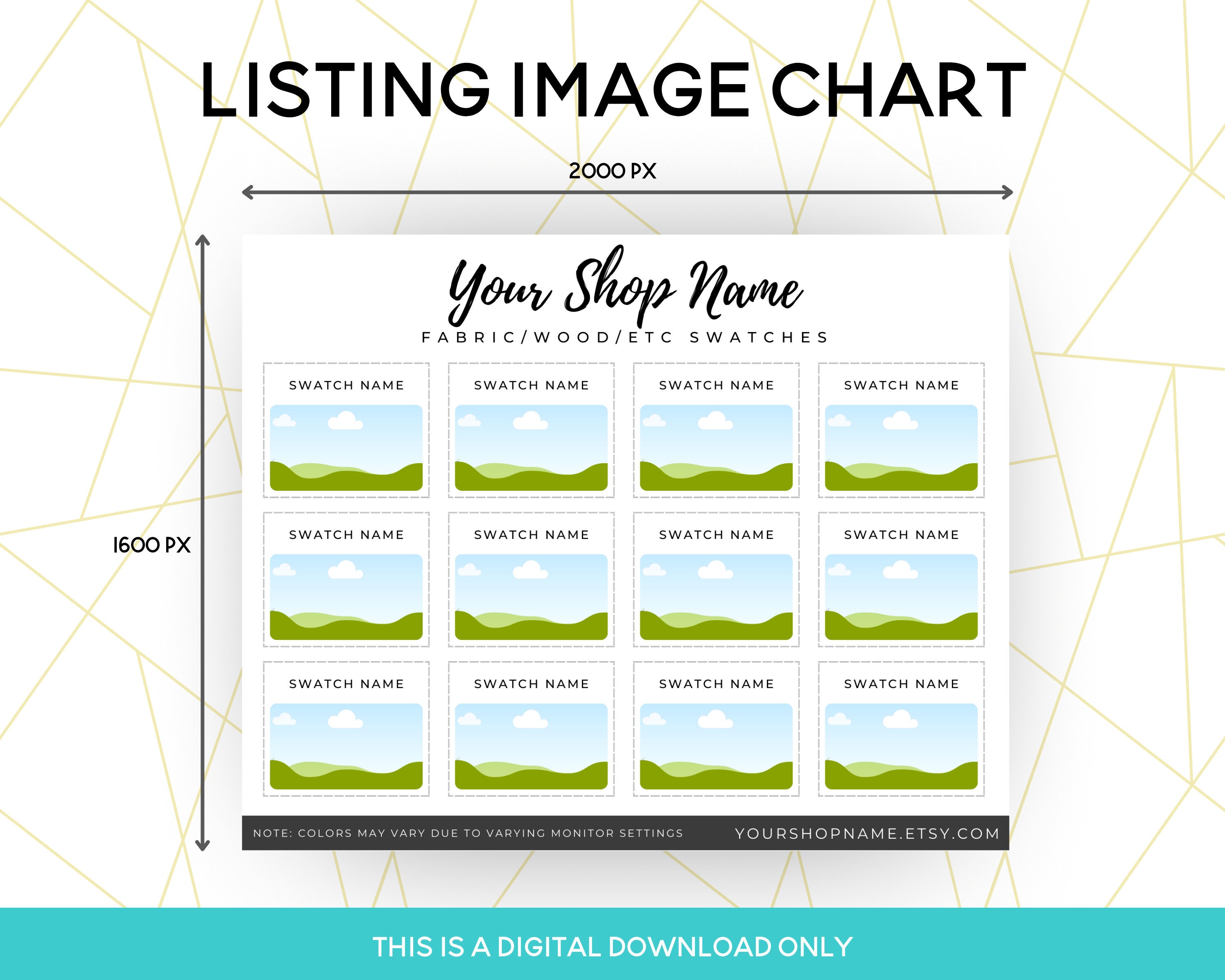 Custom Editable Color Chart Template for Fabric, Wood Finishes, Small ...
