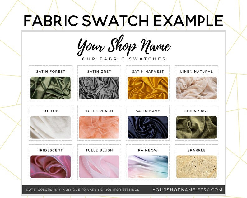 Custom Editable Color Chart Template for Fabric, Wood Finishes, Small ...