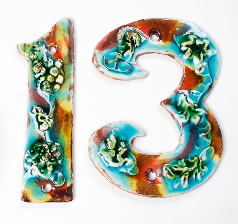 Ceramic Handmade House Number '6' Coral Reef - Etsy