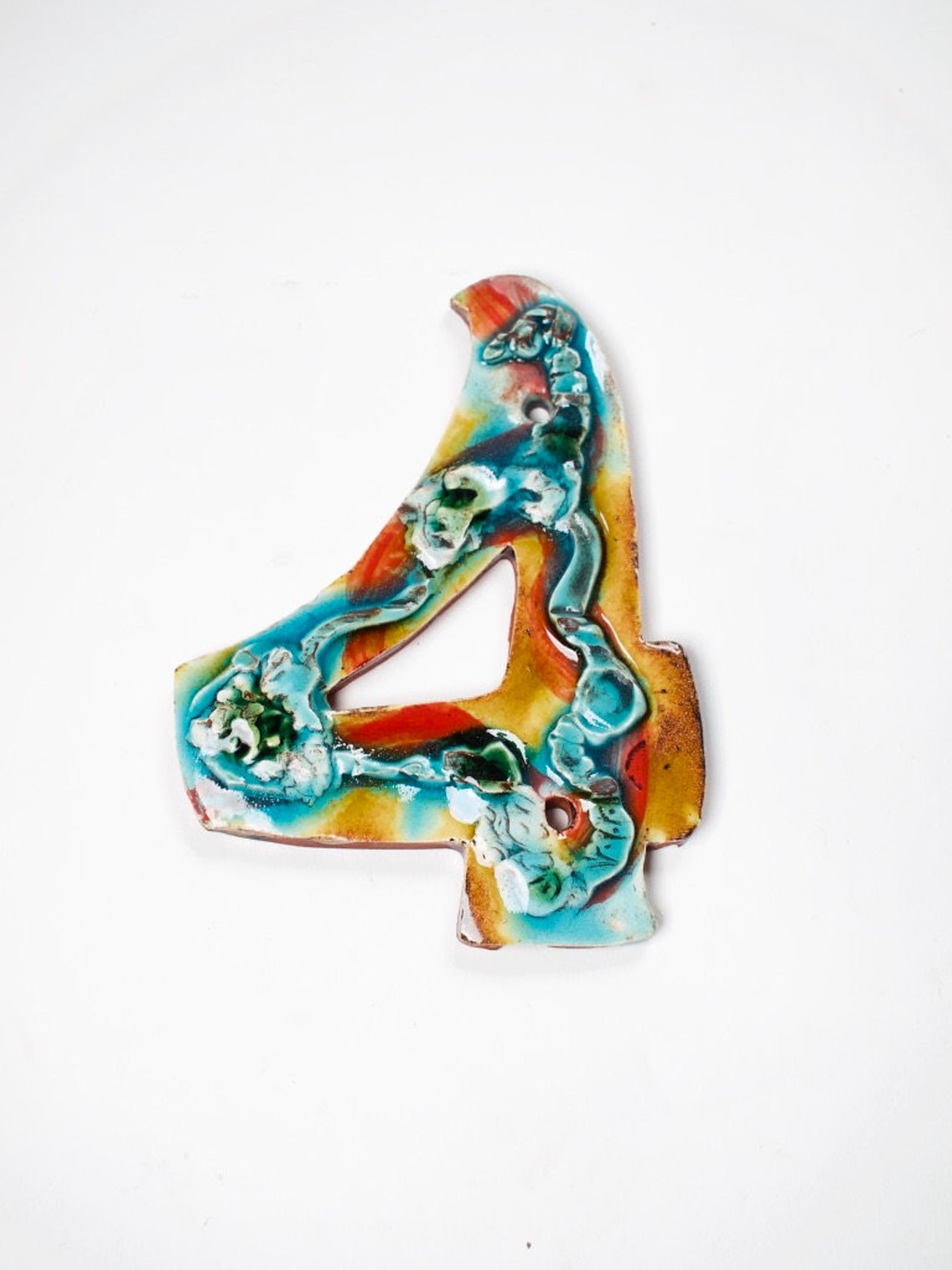 Ceramic Handmade House Number '4' Coral Reef - Etsy
