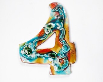 Ceramic Handmade House Number '5' Coral Reef | Etsy