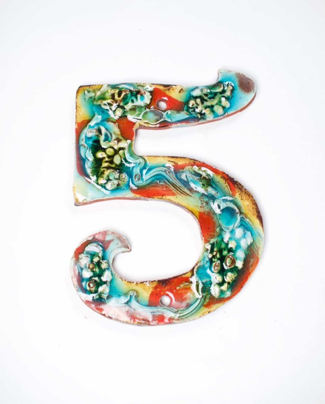 Ceramic Handmade House Number '5' Coral Reef - Etsy