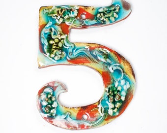 Ceramic Handmade House Number '3' Coral Reef | Etsy