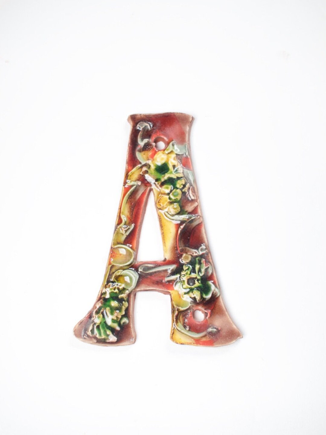 Ceramic Handmade Letter A for Duplex Plum Garden Colorway House Numbers ...