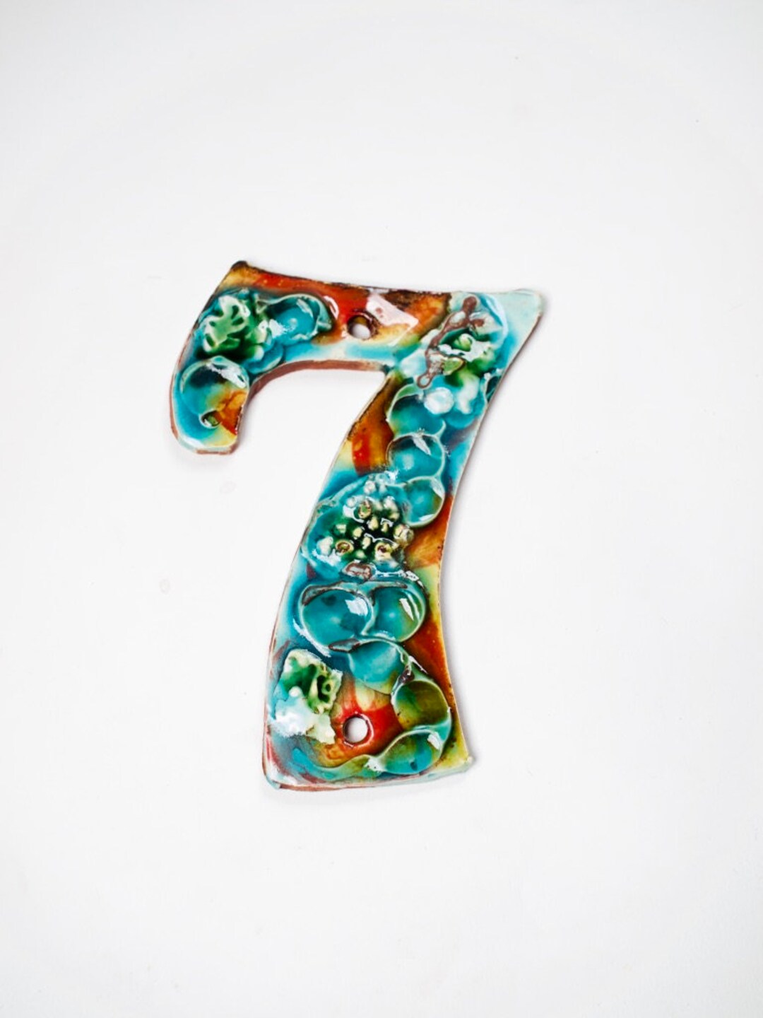 Ceramic Handmade House Number '7' Coral Reef - Etsy
