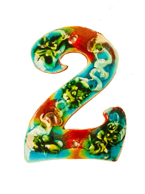 Ceramic Handmade House Number '2' Coral Reef | Etsy