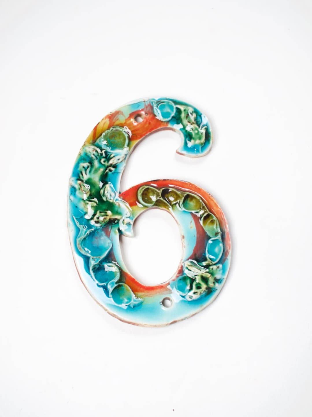 Ceramic Handmade House Number '6' Coral Reef - Etsy