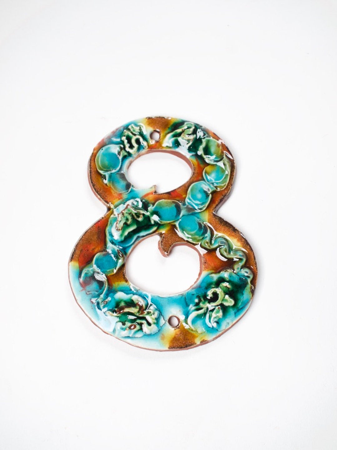 Ceramic Handmade House Number '8' Coral Reef - Etsy