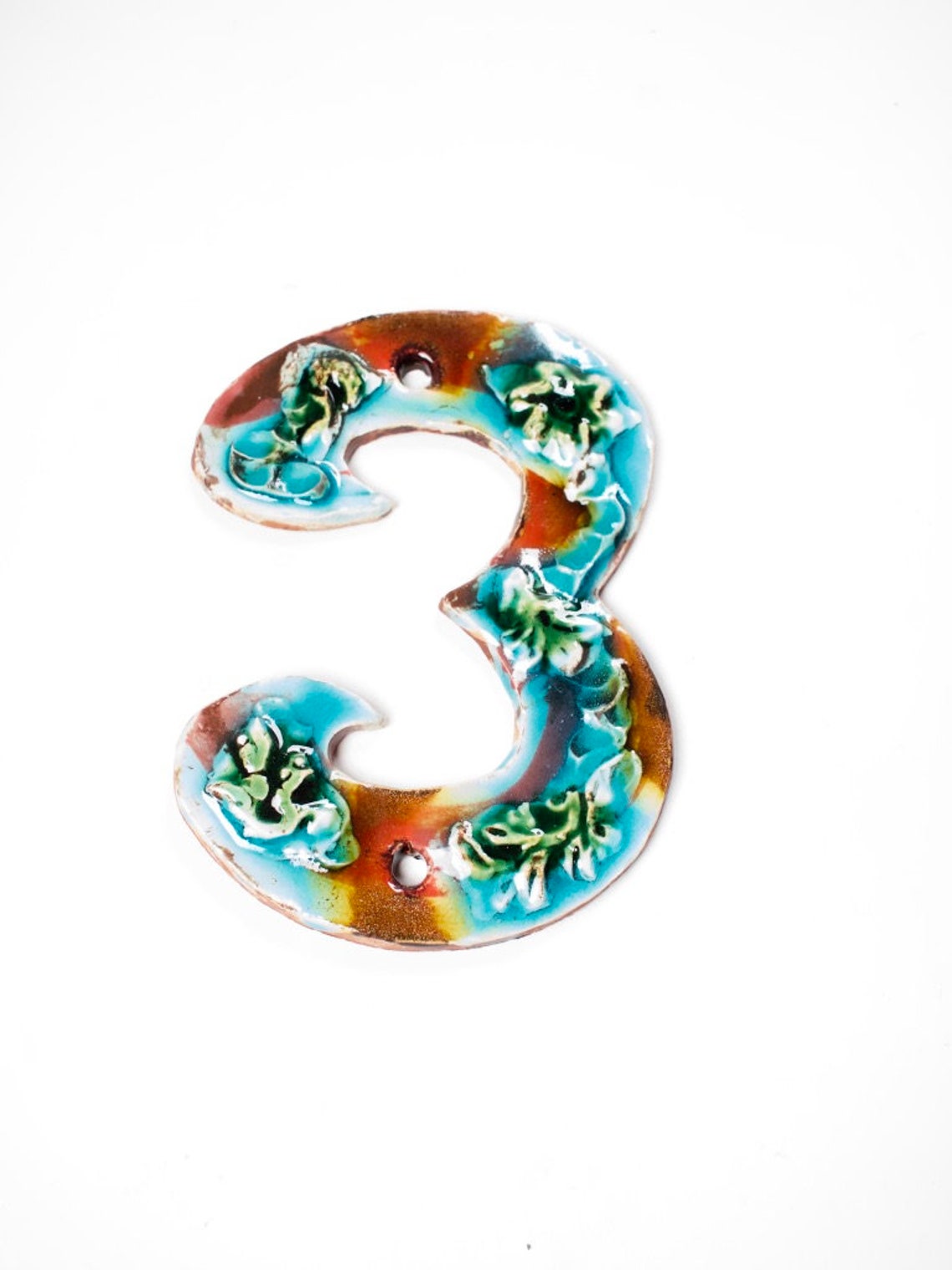 Ceramic Handmade House Number '3' Coral Reef - Etsy