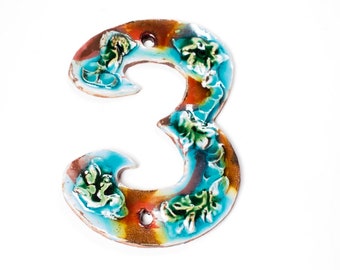 Ceramic Handmade House Number '5' Coral Reef - Etsy