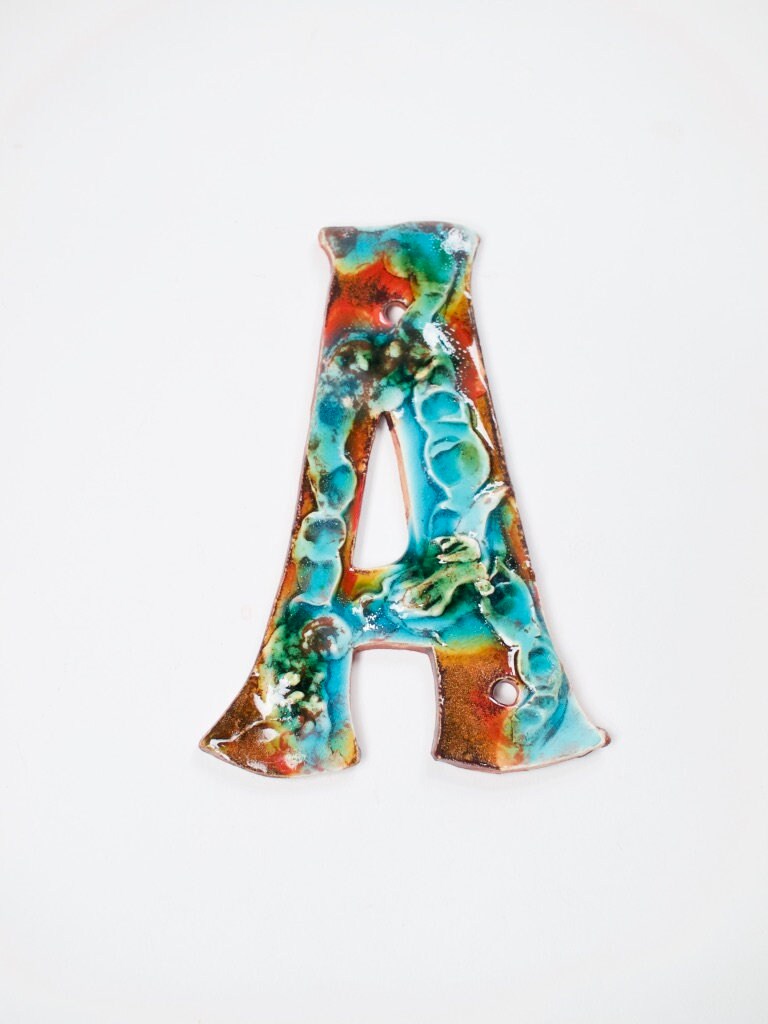 Ceramic Handmade Letter A for Duplex Coral Reef Colorway House | Etsy