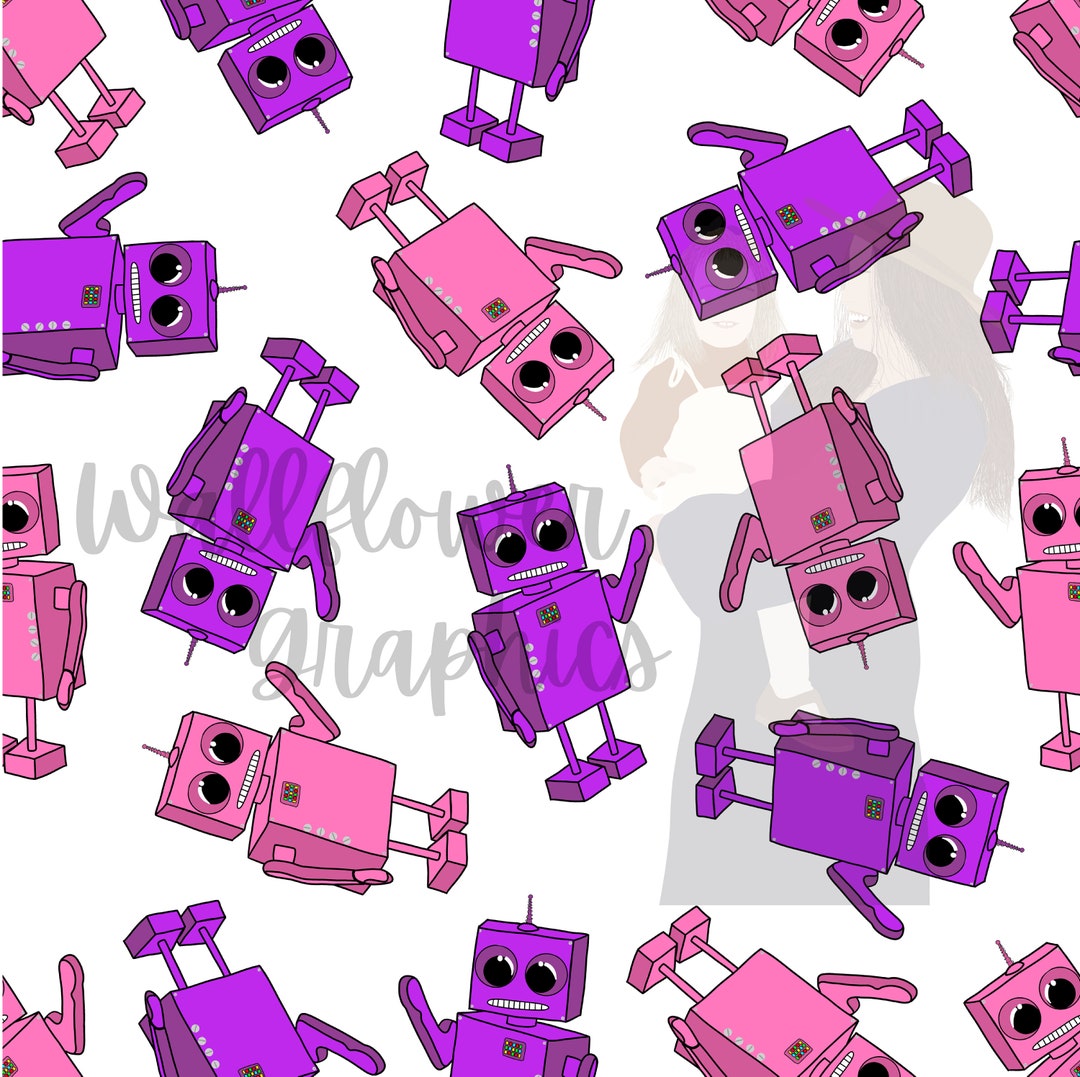 Pink and Purple Robots - Etsy
