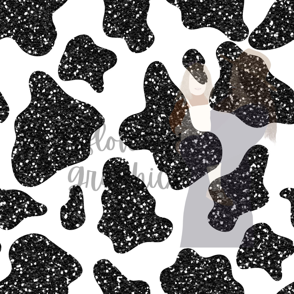 Black Glitter Cow - Etsy
