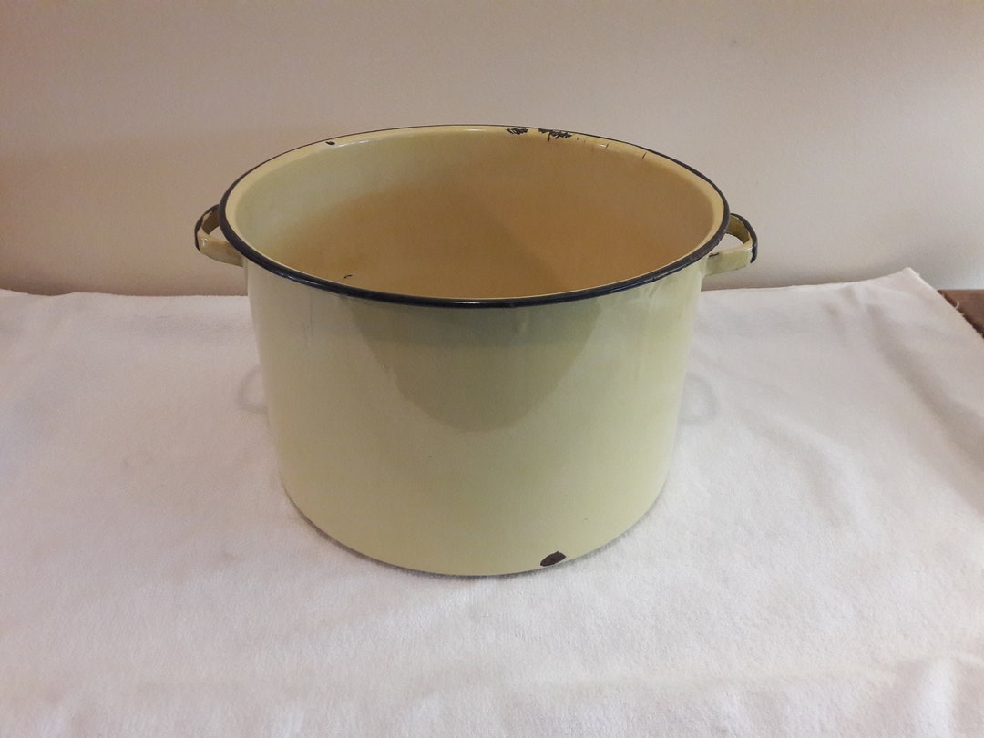 Vintage Enamelware Yellow 3 Gallon Stock Pot 11 3/4 - Etsy