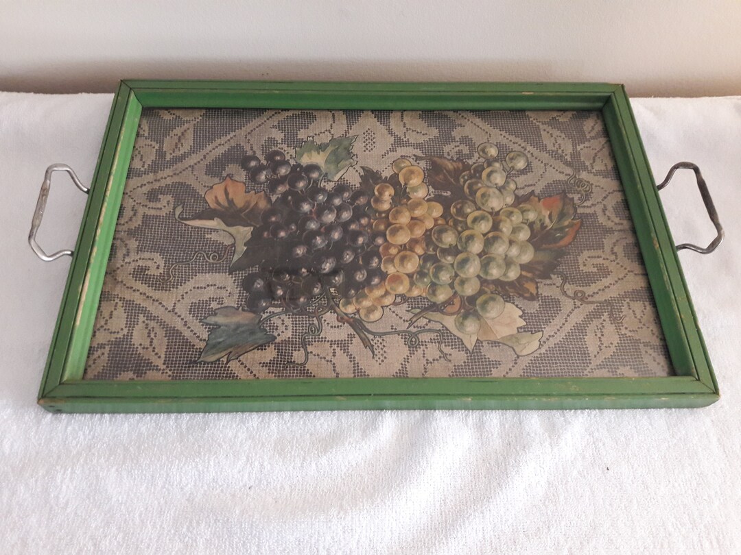 Vintage 1930's Butlers Tea Glass Green Tray Grape Cluster Motif - Etsy